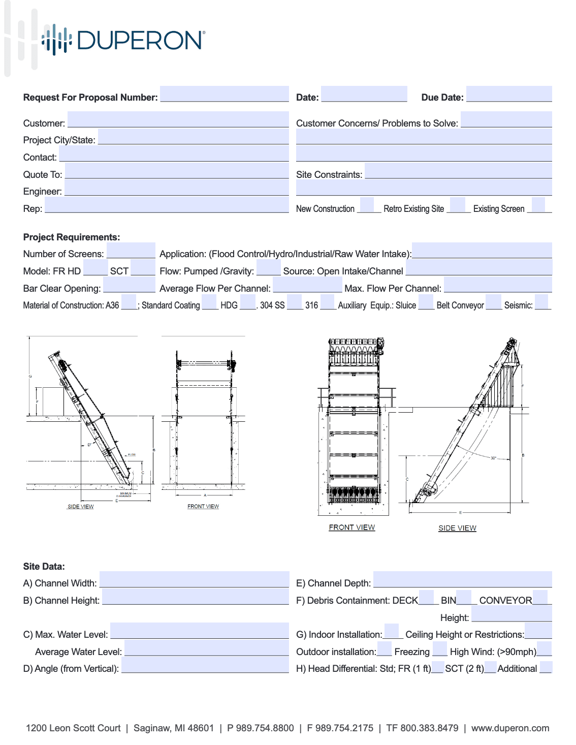 FRHD & SCT RFQ form – Duperon
